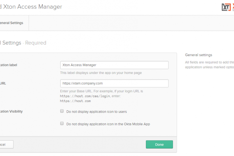 FAQ-Okta-XTAM-General-Settings-configuration - Xton Technologies